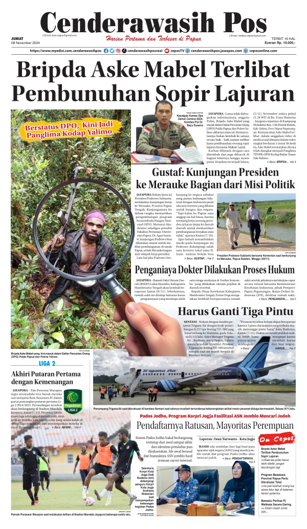 Koran Cenderawasih Pos - Edisi 8 November 2024