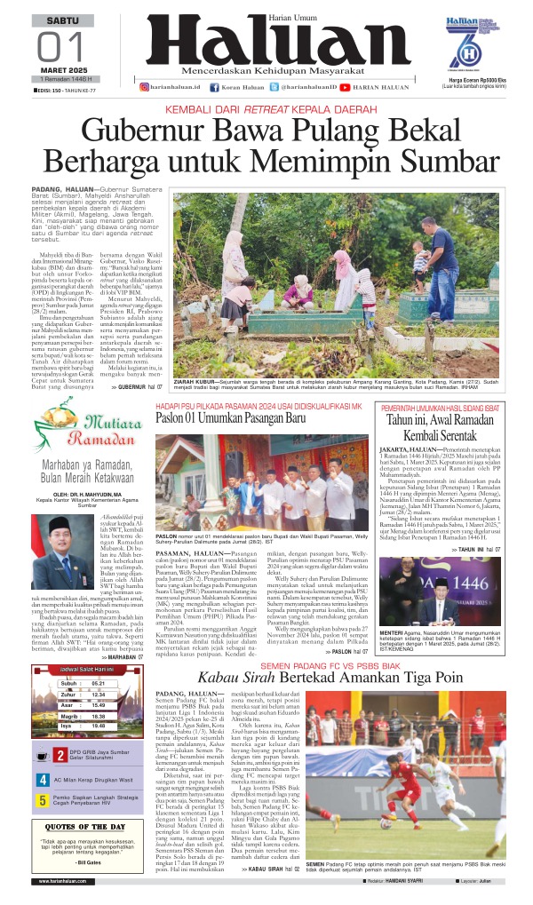 Koran Haluan - Edisi 1 Maret 2025