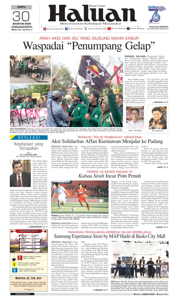 Koran Haluan - Edisi 30 Agustus 2025