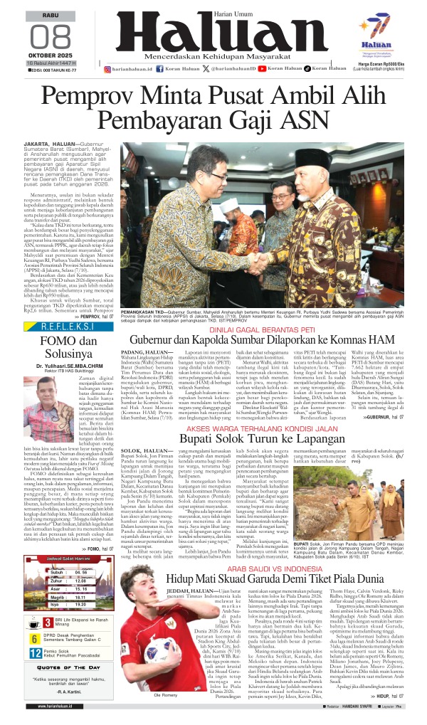 Koran Haluan - Edisi 8 Oktober 2025