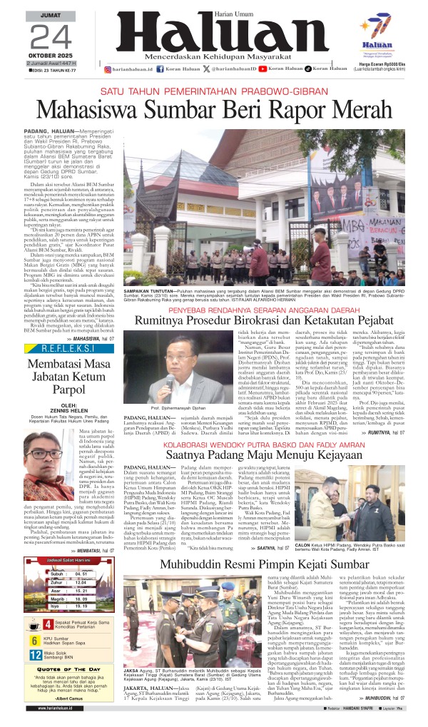 Koran Haluan - Edisi 24 Oktober 2025