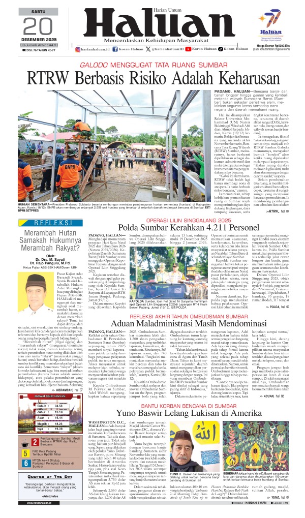 Koran Haluan - Edisi 20 Desember 2025