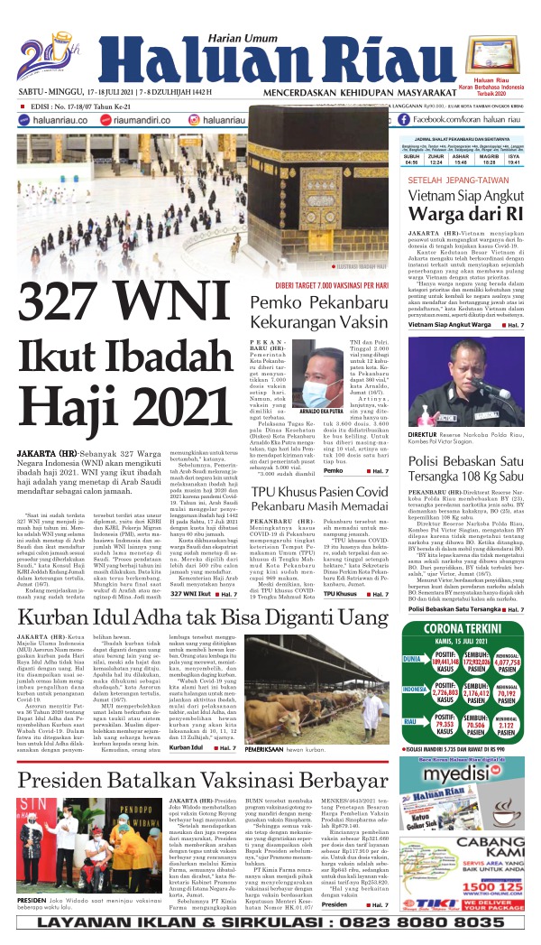 Koran Haluan Riau - Edisi 17 Juli 2021