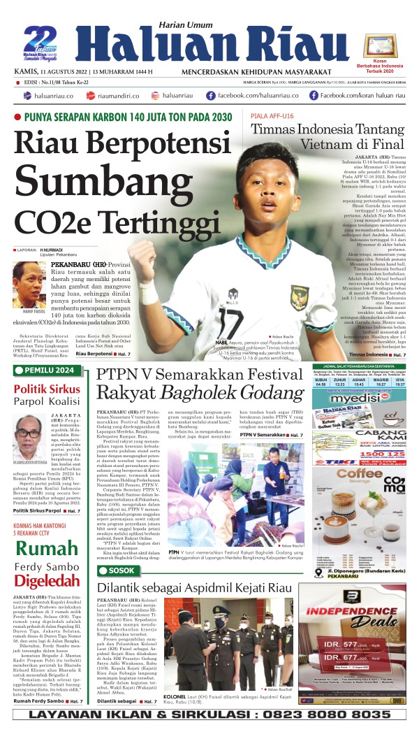 Koran Haluan Riau - Edisi 11 Agustus 2022
