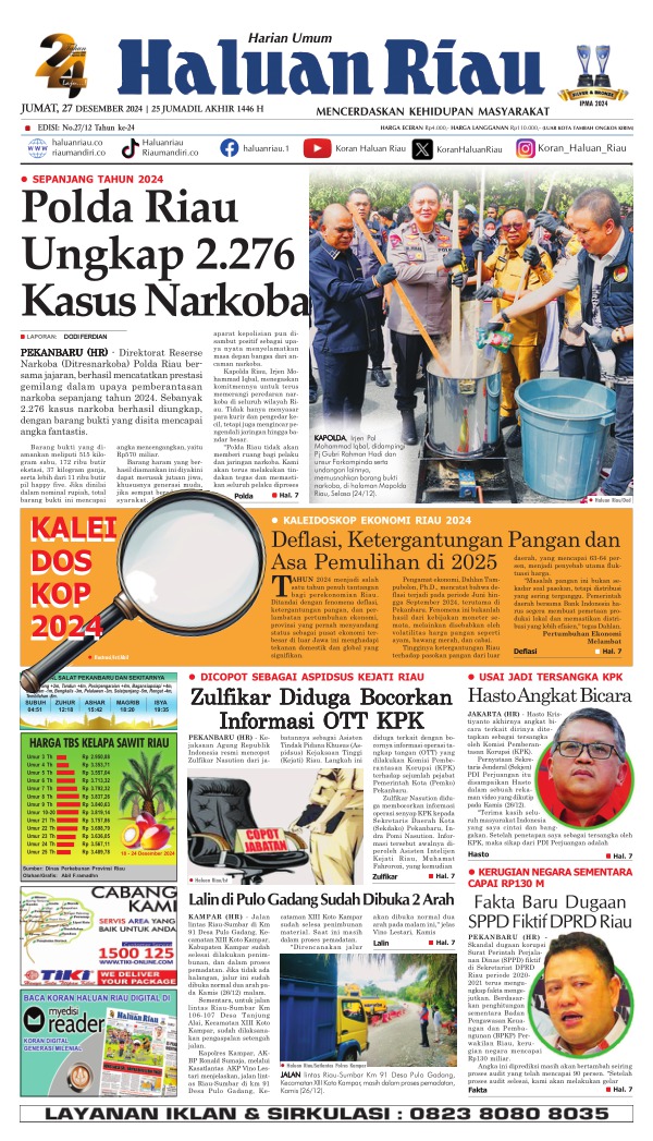 Koran Haluan Riau - Edisi 27 Desember 2024