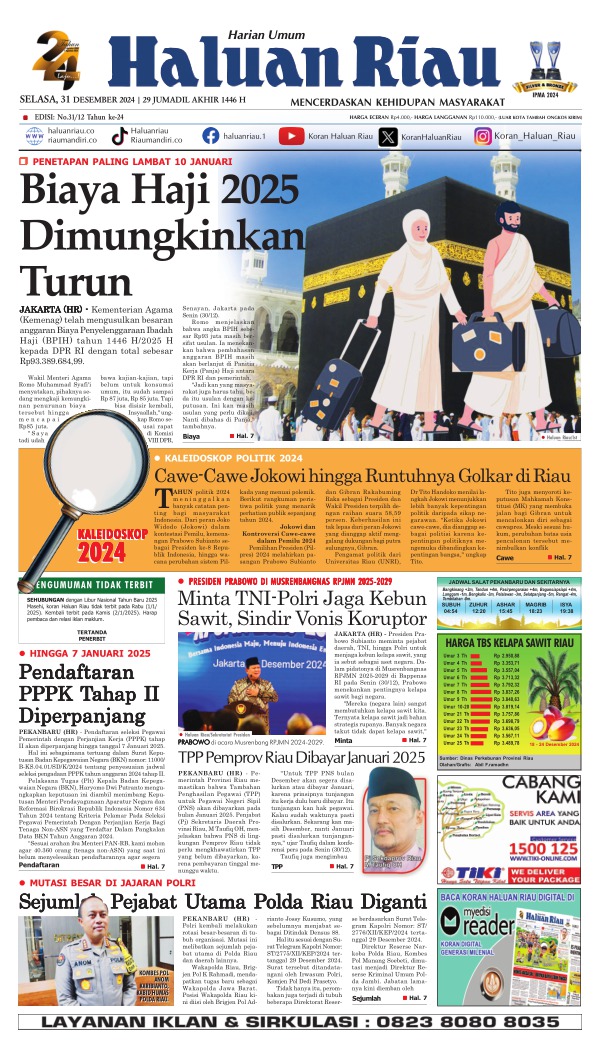 Koran Haluan Riau - Edisi 31 Desember 2024