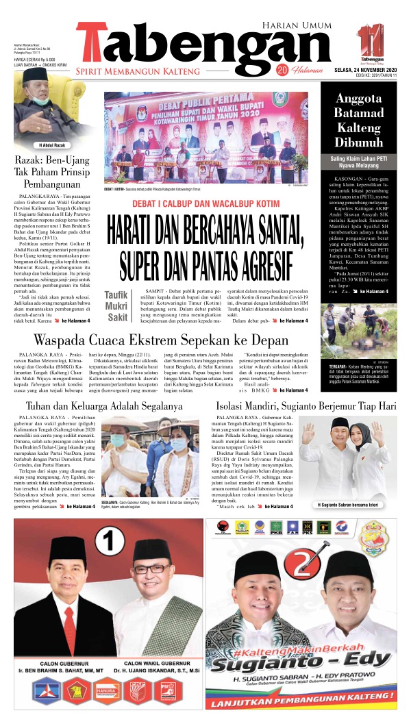 Koran Harian Umum Tabengan - Edisi 24 November 2020