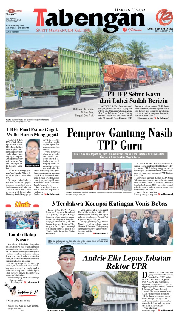 Koran Harian Umum Tabengan - Edisi 8 September 2022