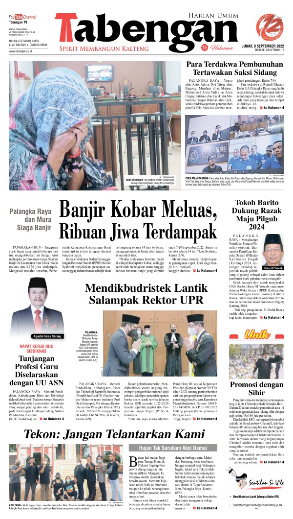 Koran Harian Umum Tabengan - Edisi 9 September 2022