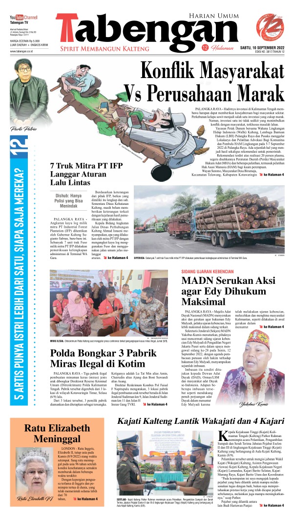 Koran Harian Umum Tabengan - Edisi 10 September 2022