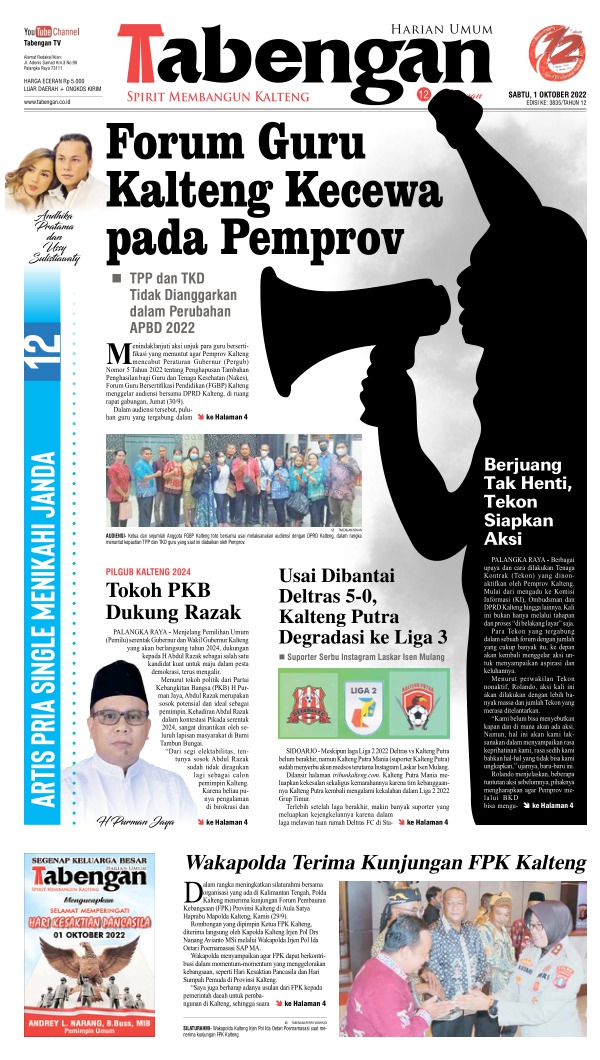 Koran Harian Umum Tabengan - Edisi 1 Oktober 2022