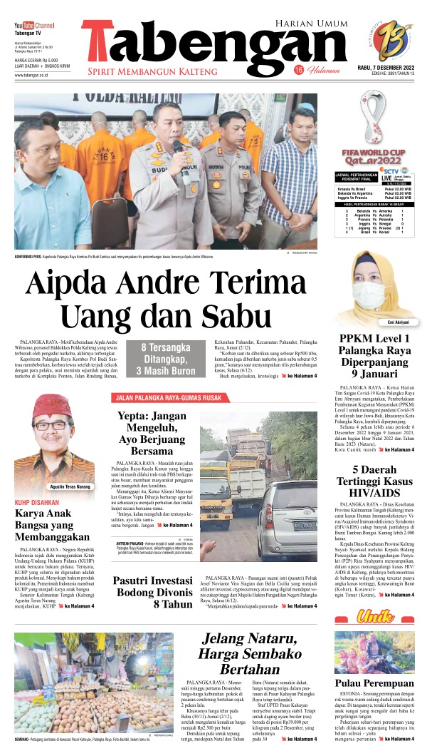 Koran Harian Umum Tabengan - Edisi 7 Desember 2022