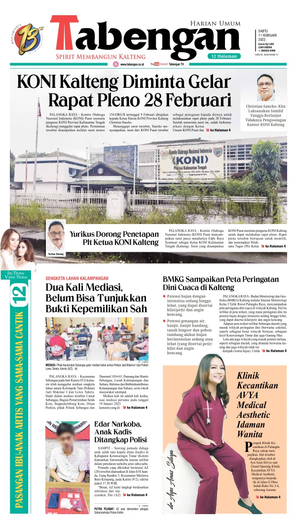 Koran Harian Umum Tabengan - Edisi 11 Februari 2023