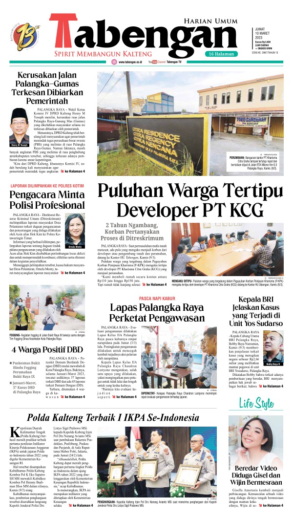 Koran Harian Umum Tabengan - Edisi 10 Maret 2023
