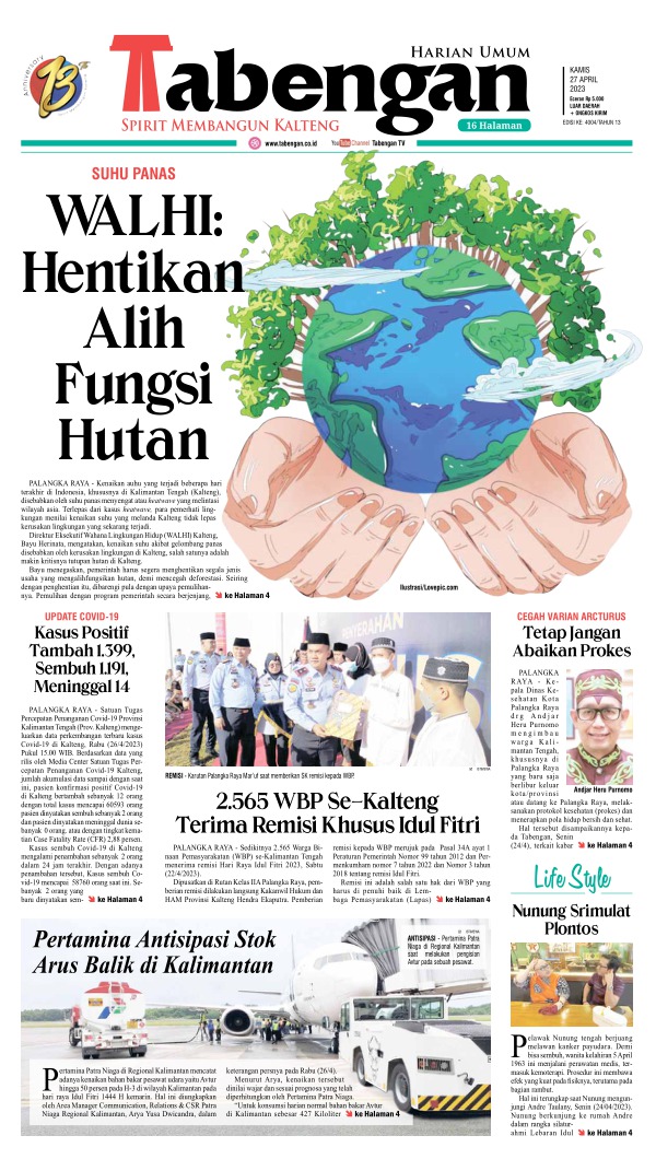 Koran Harian Umum Tabengan - Edisi 27 April 2023
