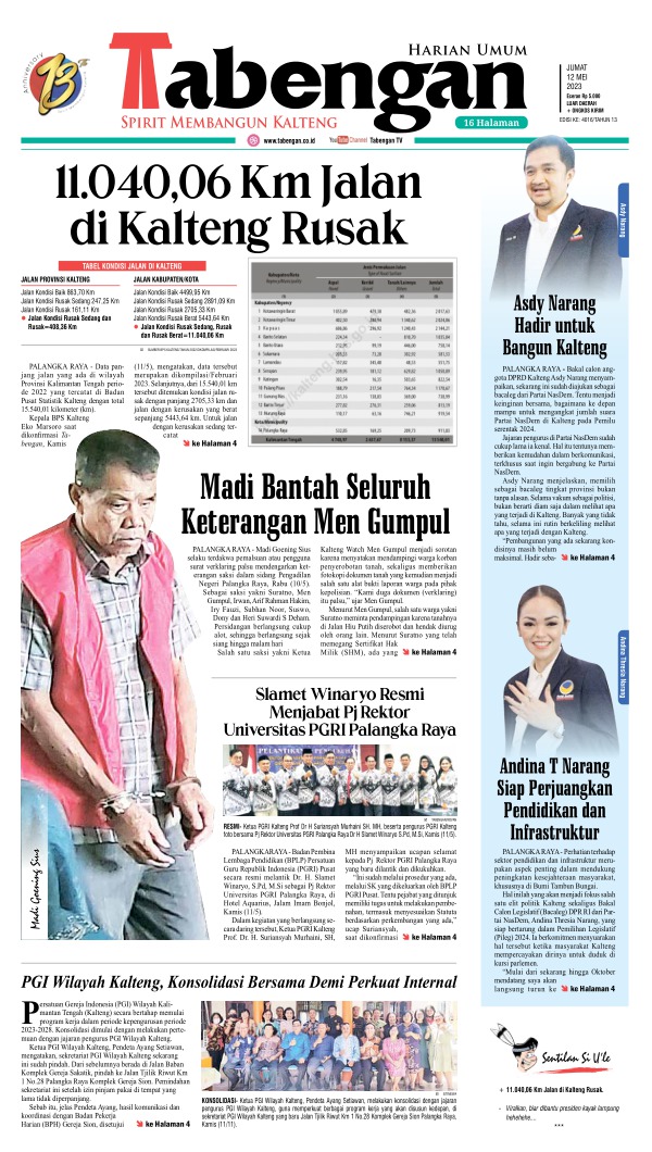 Koran Harian Umum Tabengan - Edisi 12 Mei 2023