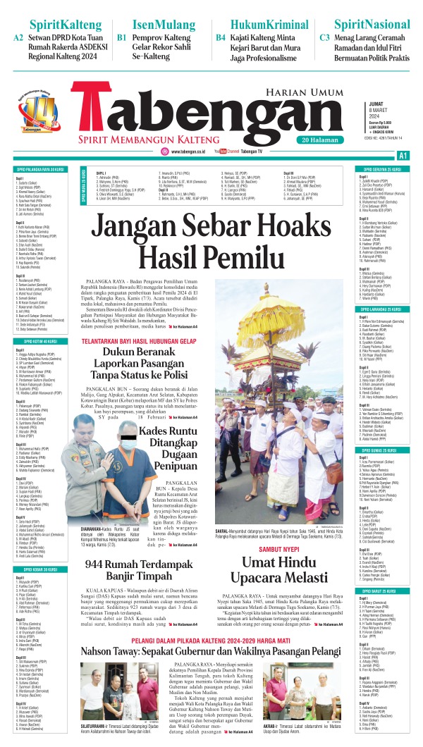 Koran Harian Umum Tabengan - Edisi 8 Maret 2024