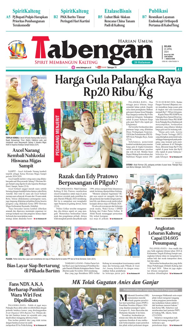 Koran Harian Umum Tabengan - Edisi 23 April 2024