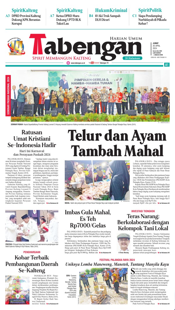 Koran Harian Umum Tabengan - Edisi 26 April 2024