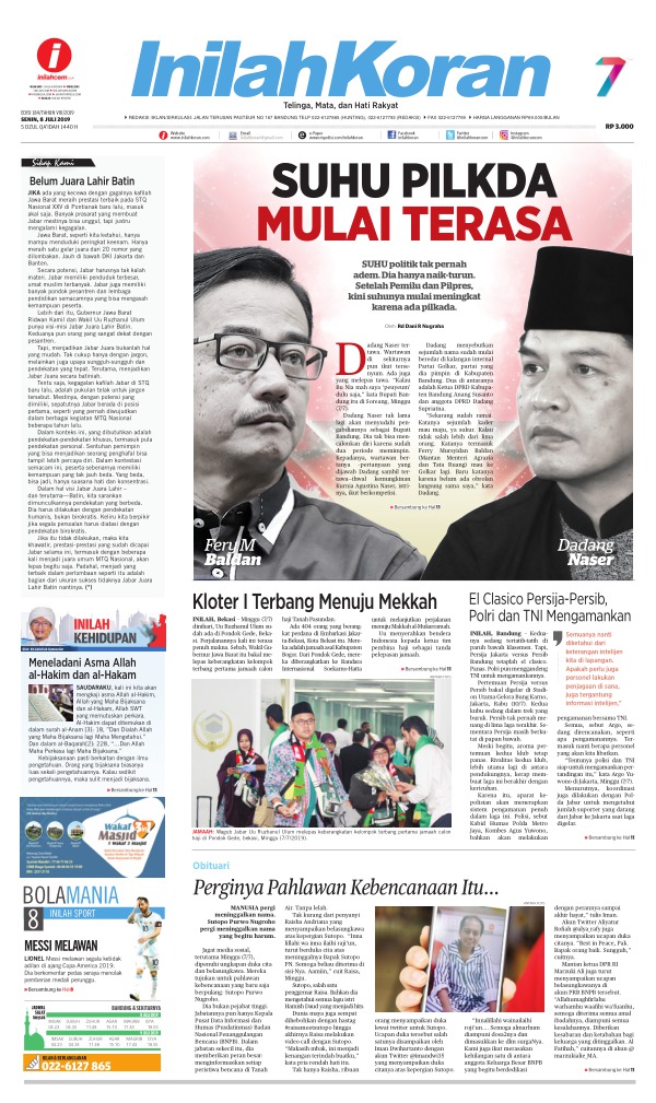 Kloter I Terbang Menuju Mekkah , Edisi 8 Juli 2019 - Inilah Koran