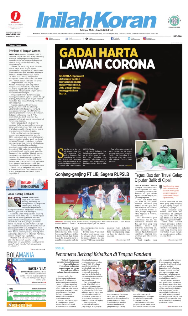 Koran Inilah Koran - Edisi 8 Mei 2020