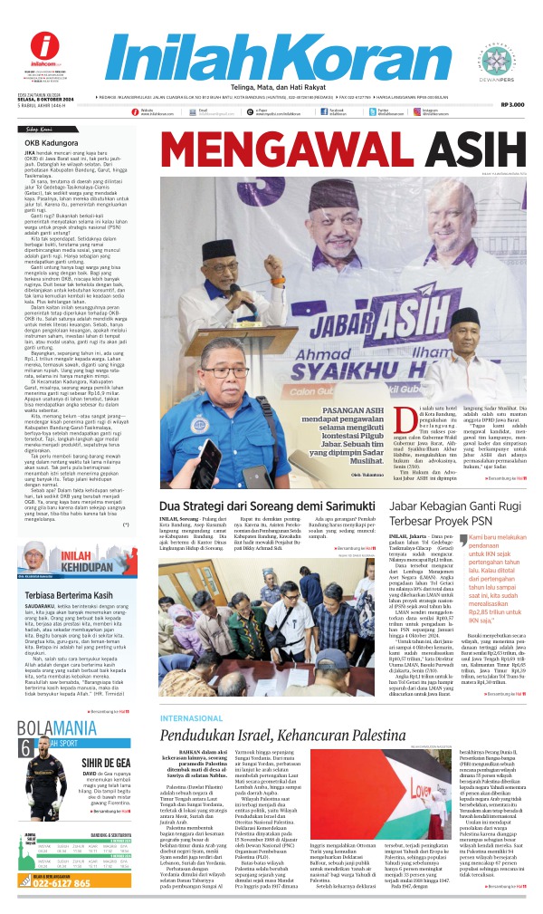 Koran Inilah Koran - Edisi 8 Oktober 2024