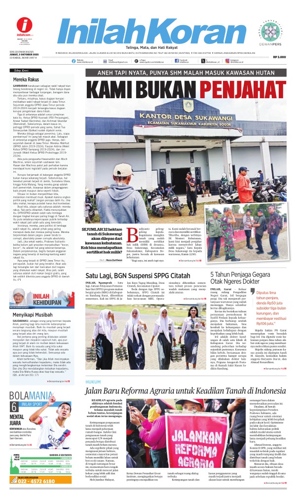 Koran Inilah Koran - Edisi 3 Oktober 2025