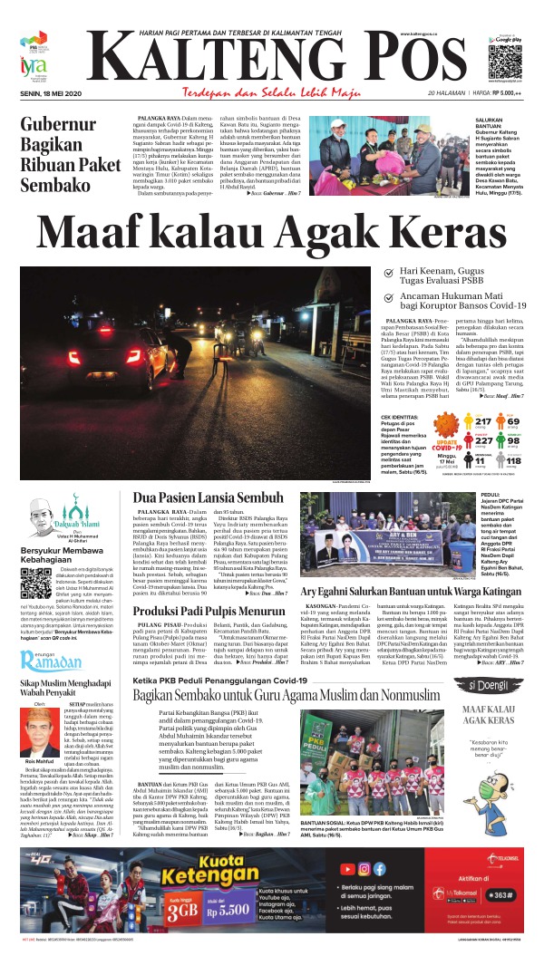 Koran Kalteng Pos - Edisi 18 Mei 2020