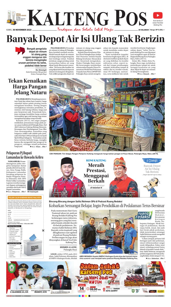 Koran Kalteng Pos - Edisi 30 November 2023