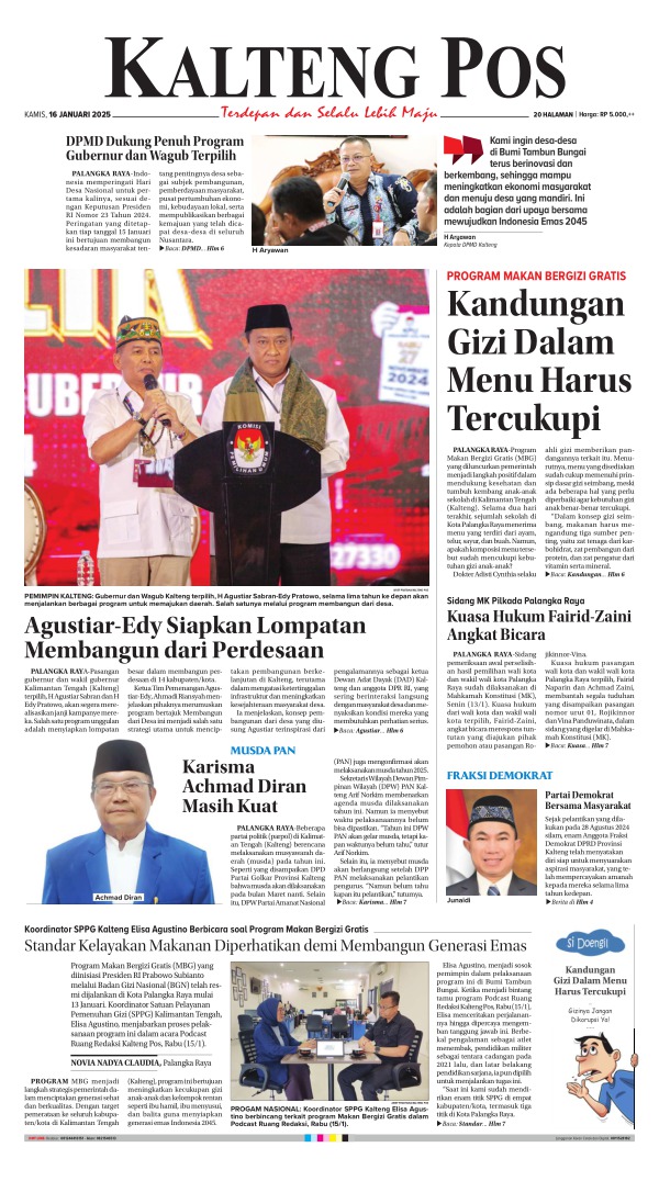 Koran Kalteng Pos - Edisi 16 Januari 2025
