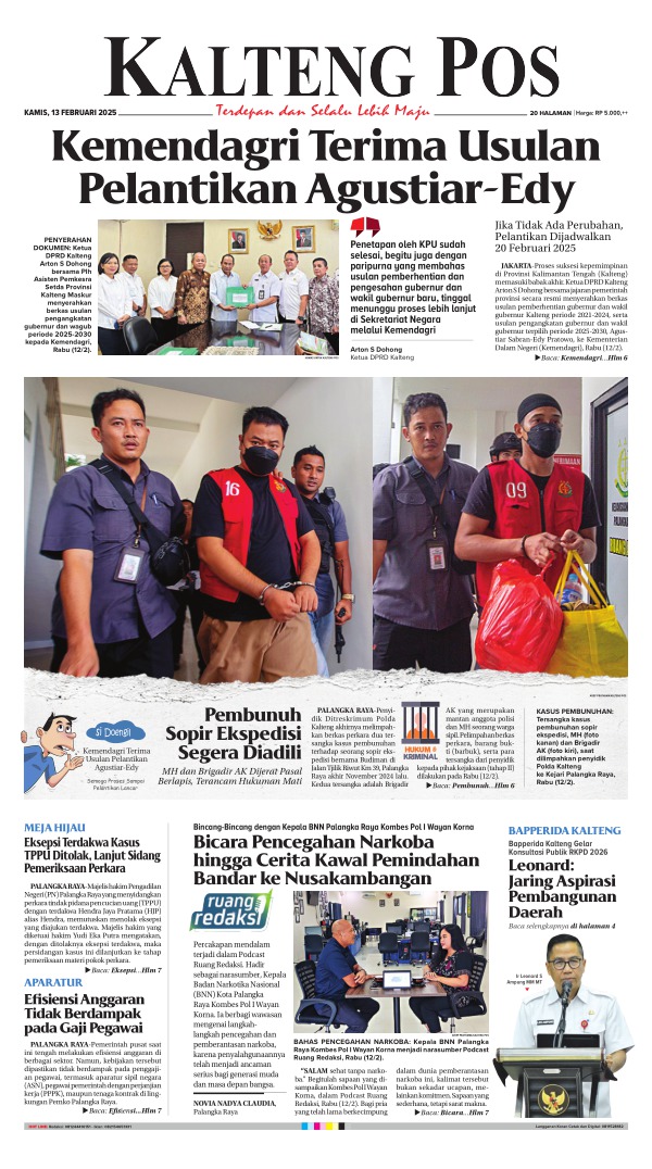 Koran Kalteng Pos - Edisi 13 Februari 2025
