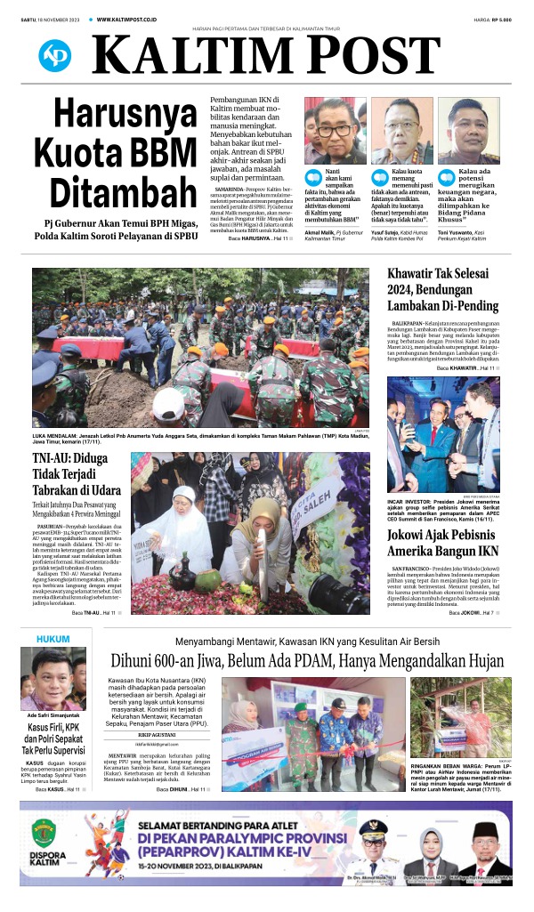 Koran Kaltim Post - Edisi 18 November 2023
