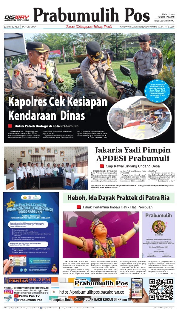 Koran Prabumulih Pos - Edisi 19 Juli 2024