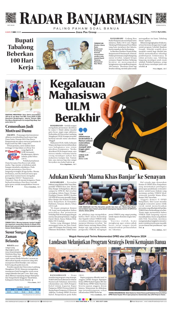 Koran Radar Banjarmasin - Edisi 1 Mei 2025