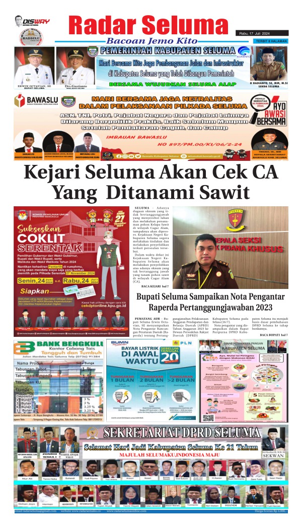Koran Radar Seluma - Edisi 17 Juli 2024