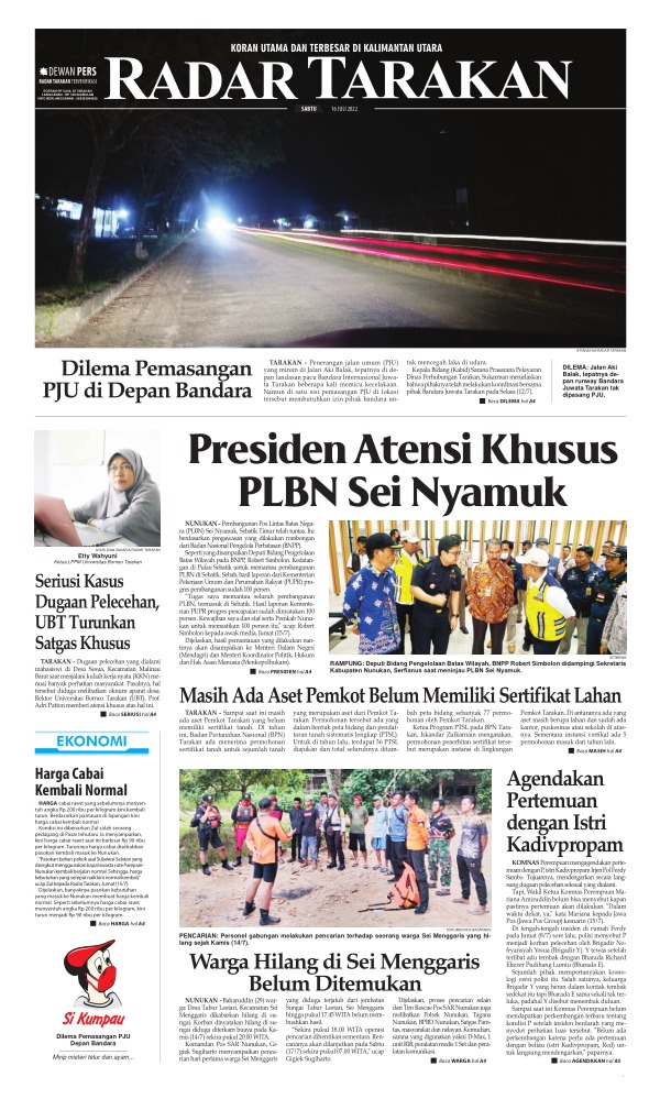 Koran Radar Tarakan - Edisi 16 Juli 2022