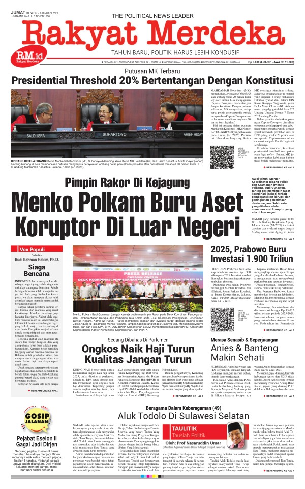 Koran Rakyat Merdeka - Edisi 3 Januari 2025