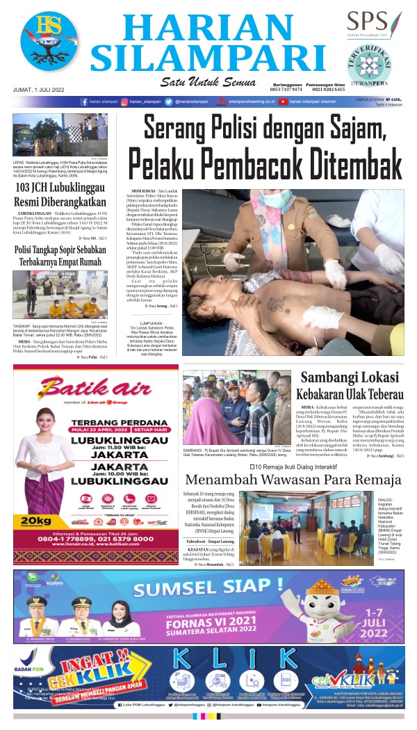 Koran Harian Silampari - Edisi 1 Juli 2022